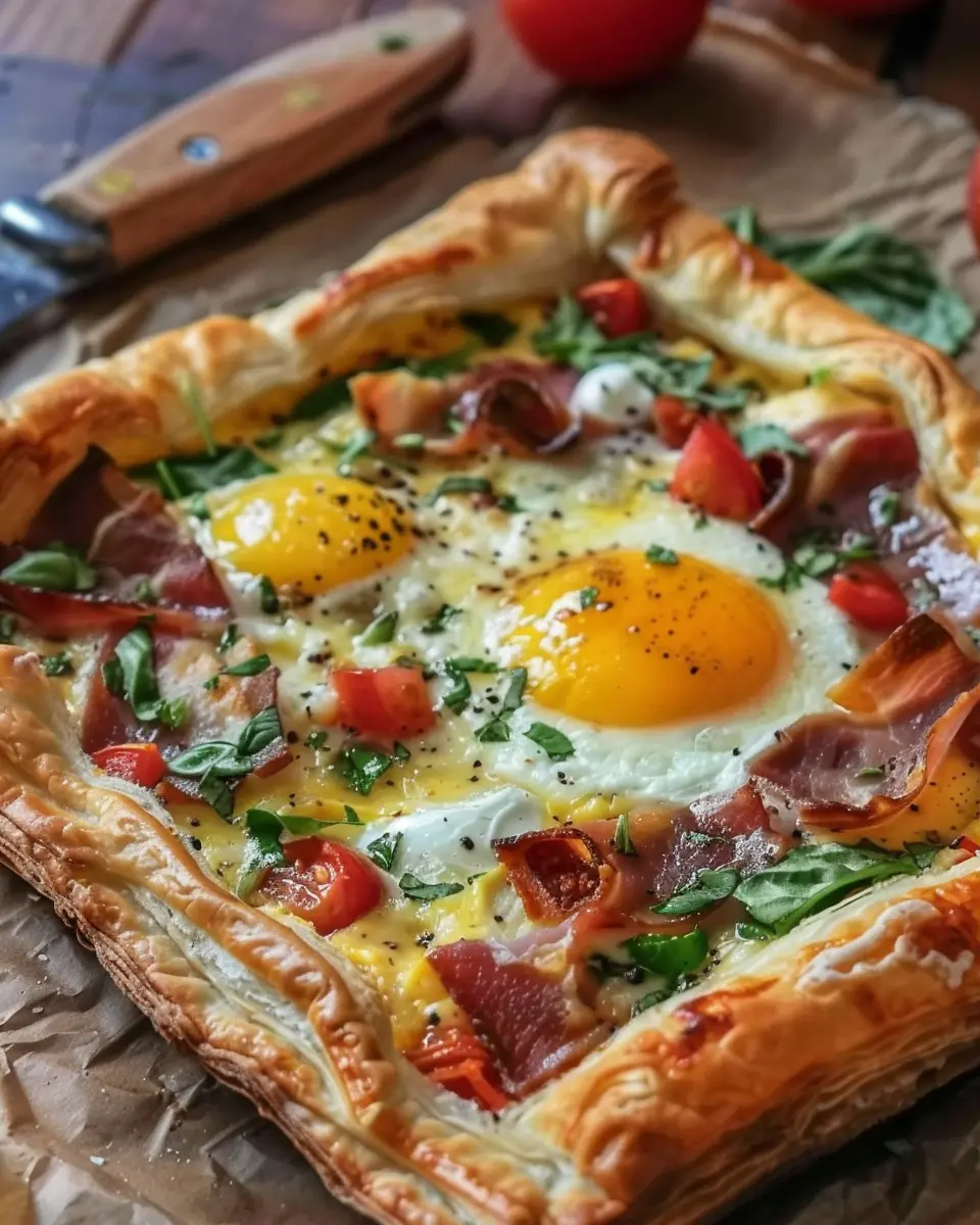 Puff Pastry Breakfast Pizza recipe