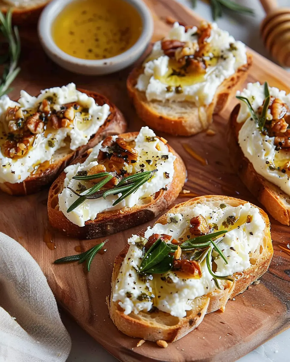 whipped feta crostini