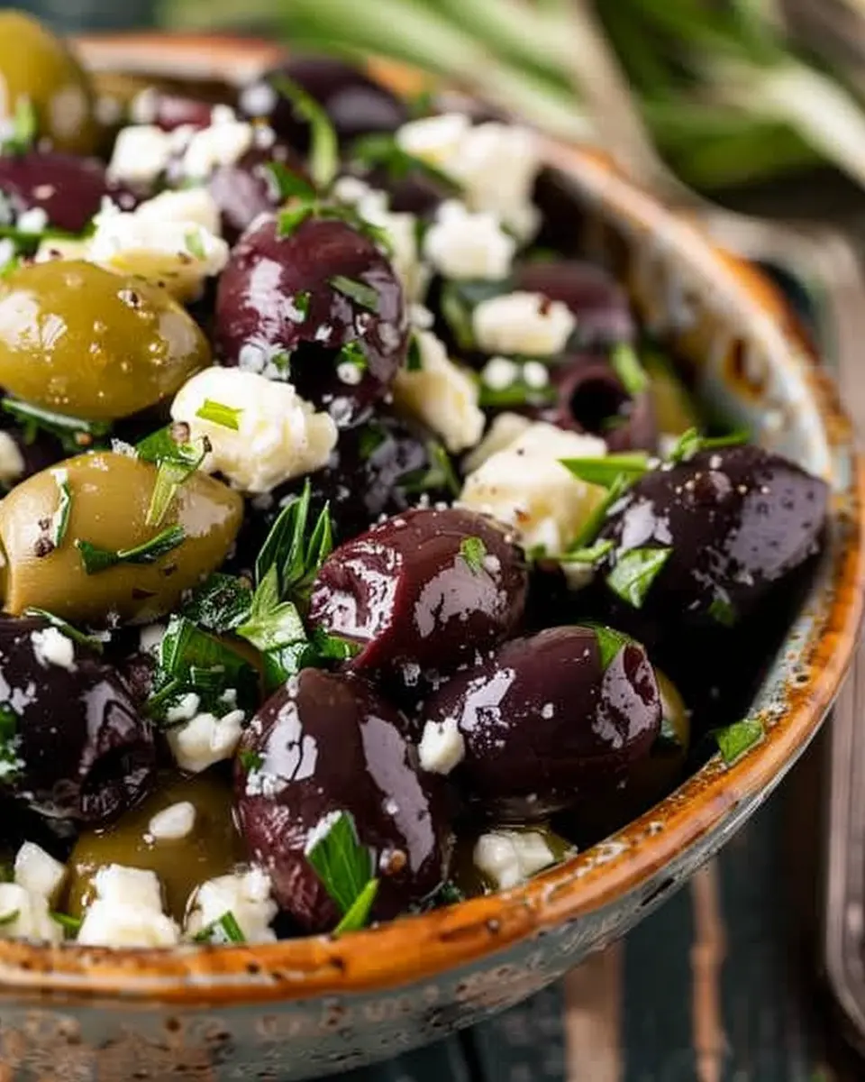 marinated olives and feta